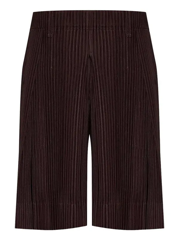 Issey Miyake Pleated Relaxed Fit Shorts - Brown
