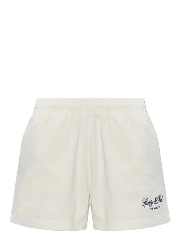 SPORTY & RICH Cotton Sweat Shorts With Embroidered Logo - Cream