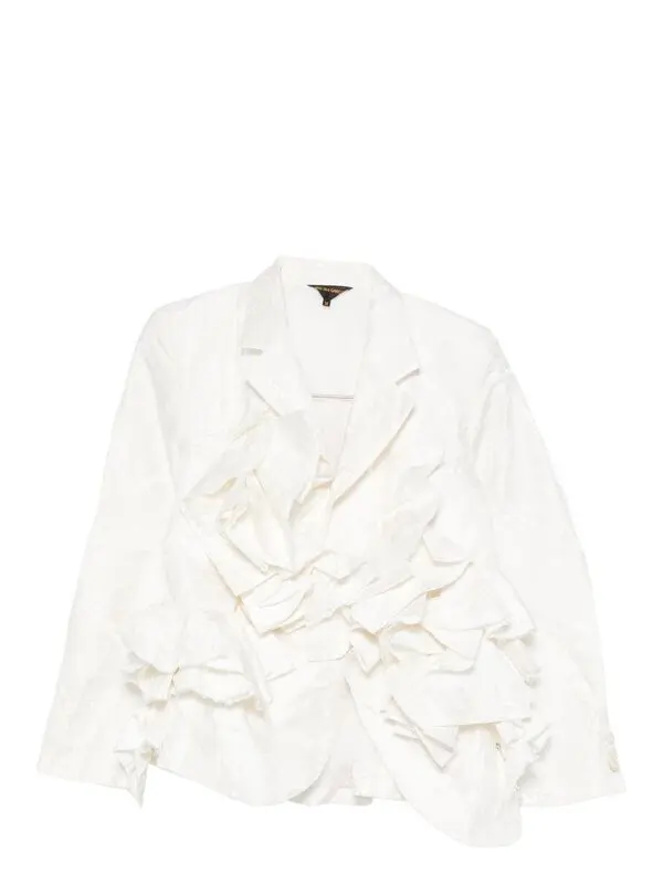 Comme Des Garçons Floral Ruffled Blazer Jacket - White