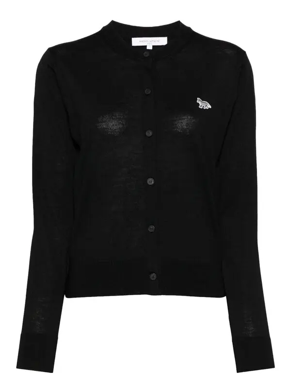 Maison Kitsuné Baby Fox Embroidered Wool Cardigan - Black