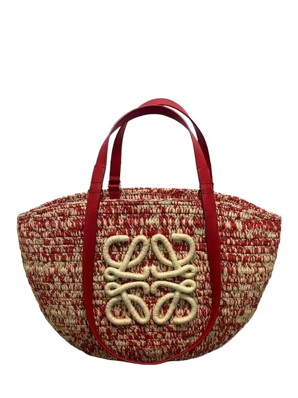 Loewe Eclipse Medium Raffia Tote - Red