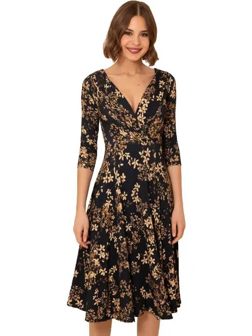 ALIE STREET LONDON Annie 3/4 Sleeve Midi Dress - Golden Blossom