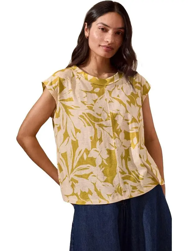 CELTIC & CO. Sleeveless Floral Jersey Top - Moss Floral