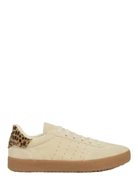 CELTIC & CO. Suede Lace-up Sneakers With Leopard Print Accent - White