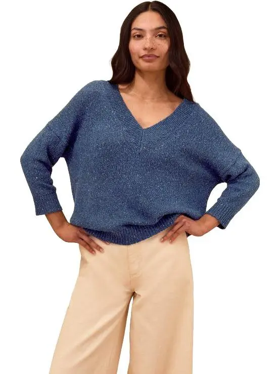 CELTIC & CO. Flecked V-neck Sweater - Mid Blue