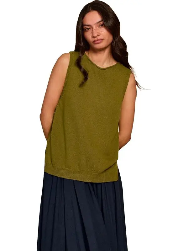 CELTIC & CO. Sleeveless Knitted Vest Top - Olive