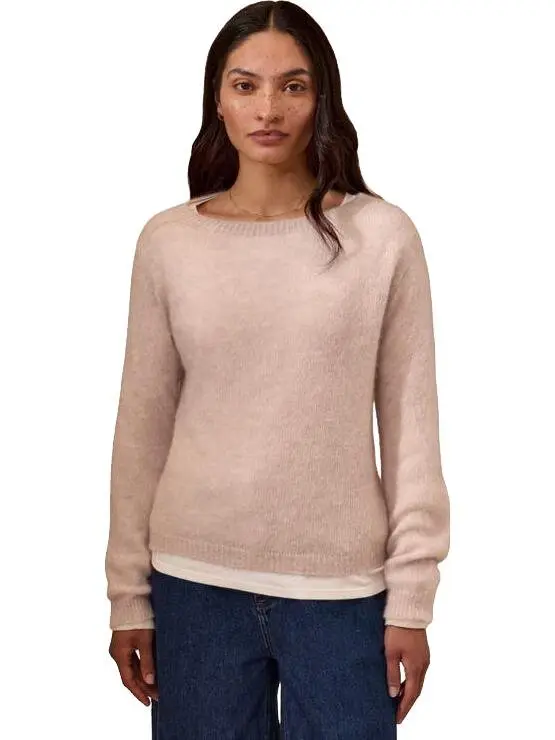 CELTIC & CO. Gauzy Boat Neck Knit Sweater - Peony