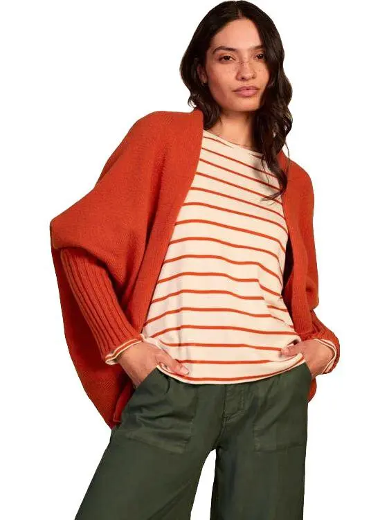 CELTIC & CO. Geelong Wool Long Sleeve Cocoon Cardigan - Burnt Orange