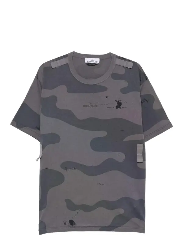 Stone Island Camouflage-print Logo-print T-shirt - Grey