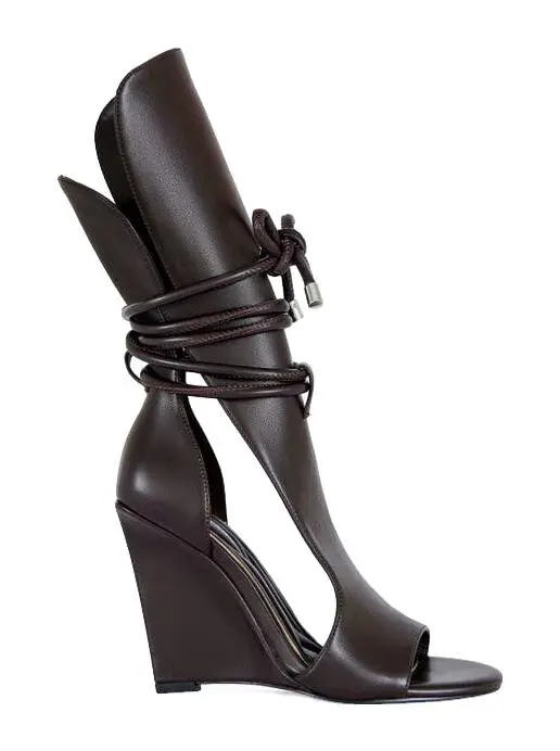 AZALEA WANG Douma Wedge Sandal Bootie - Chocolate