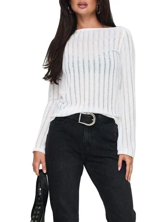 Princess Polly Tuppence Open Stitch Sweater - White