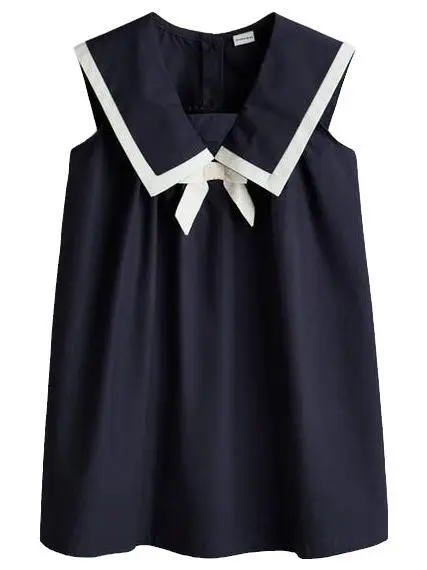 H&m Cotton Sailor Dress - Navy Blue