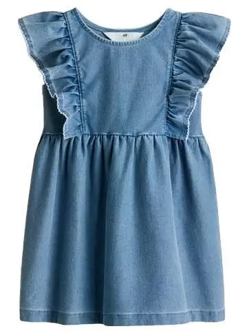 H&m Flounced Sweatshirt Dress - Denim Blue