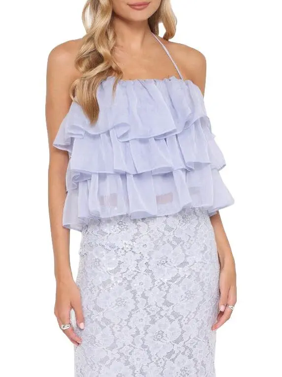 PETAL & PUP Taelya Flounce Halter Top - Blue