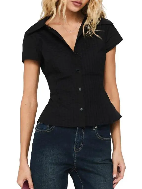 Princess Polly Akiyo Front Button Top - Black