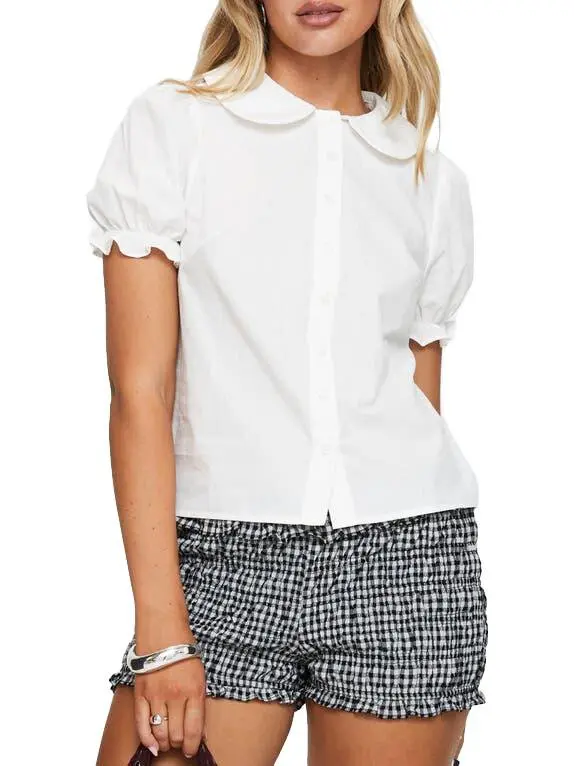 Princess Polly Neverland Puff Sleeve Shirt - White