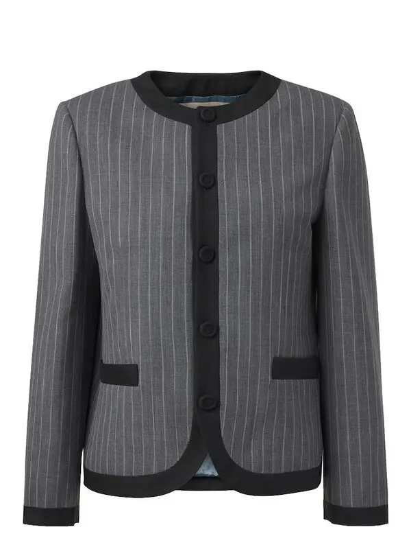 Valentino Garavani Pinstripe Virgin Wool Jacket - Grey