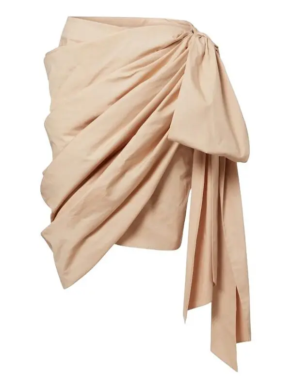 Chloé Cotton Poplin Midi Skirt With Bow Detail - Beige