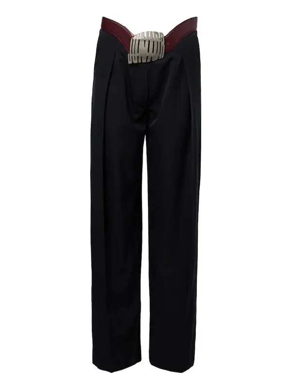 JEAN PAUL GAULTIER Wool Wide-leg Trousers - Black