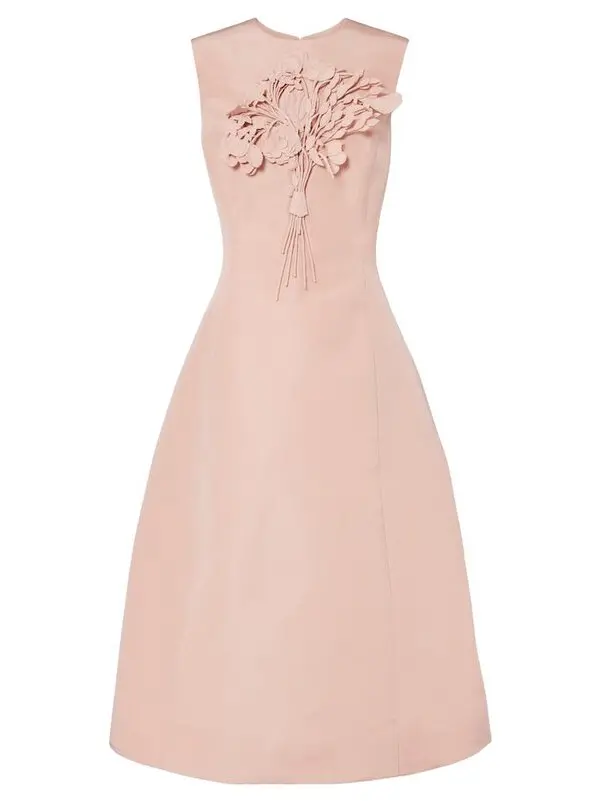 Oscar De La Renta Embroidered Silk Cocktail Dress - Pink