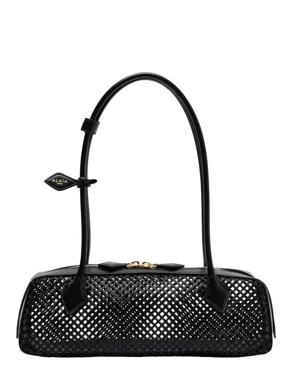 Alaïa Le Teckel Woven Leather Shoulder Bag - Black