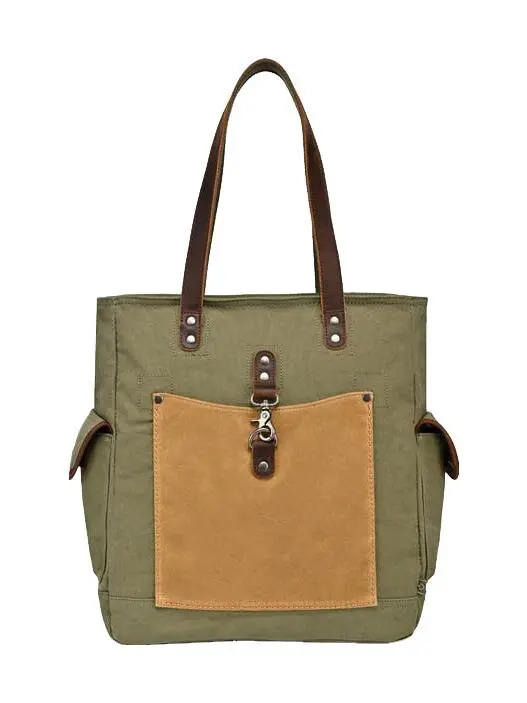 TSD BRAND Valley And Sky Spacious Adventure Tote - Olive