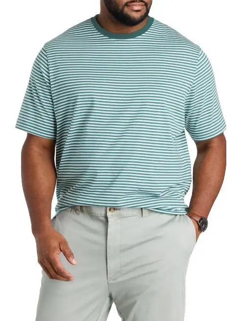 HARBOR BAY BY DXL Big & Tall Moisture-wicking Multi-striped T-shirt - North Sea