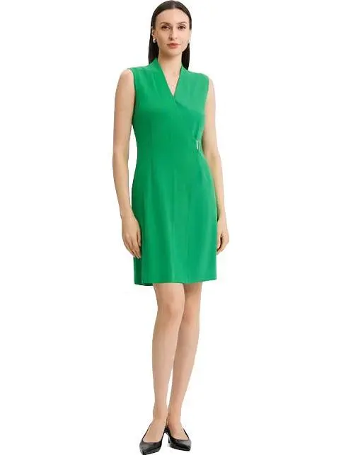 Misook Mixed Media Faux Wrap Dress - Clover Field