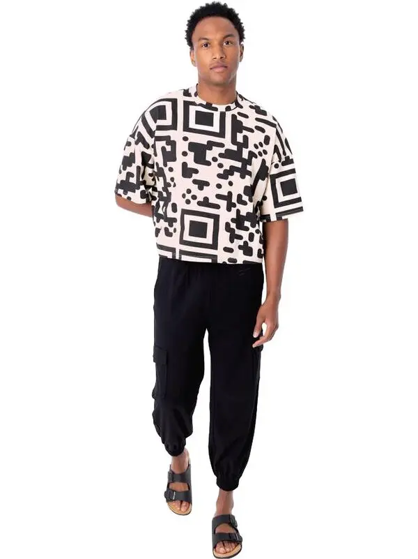 DAI MODA Qr Code Cropped Boxed T-shirt - Black