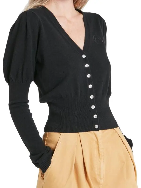 TEMPERLEY LONDON Tonal Logo Cashmere Cardigan - Black
