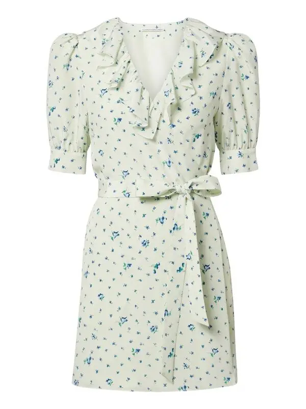 Alessandra Rich Floral Silk Minidress - Green