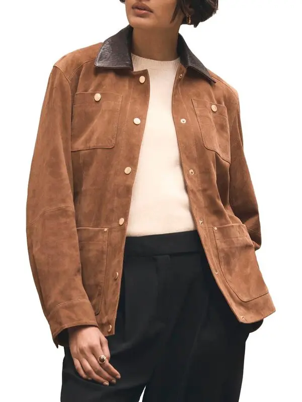 Mint Velvet Suede Barn Jacket - Tan