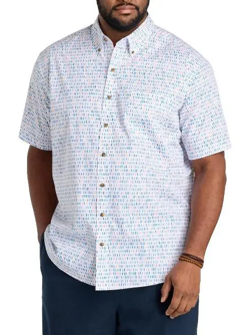 HARBOR BAY BY DXL Big & Tall Easy-care Dashes Sport Shirt - White Multi