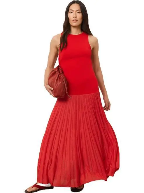 Mint Velvet Sleeveless Knit Pleated Maxi Dress - Red