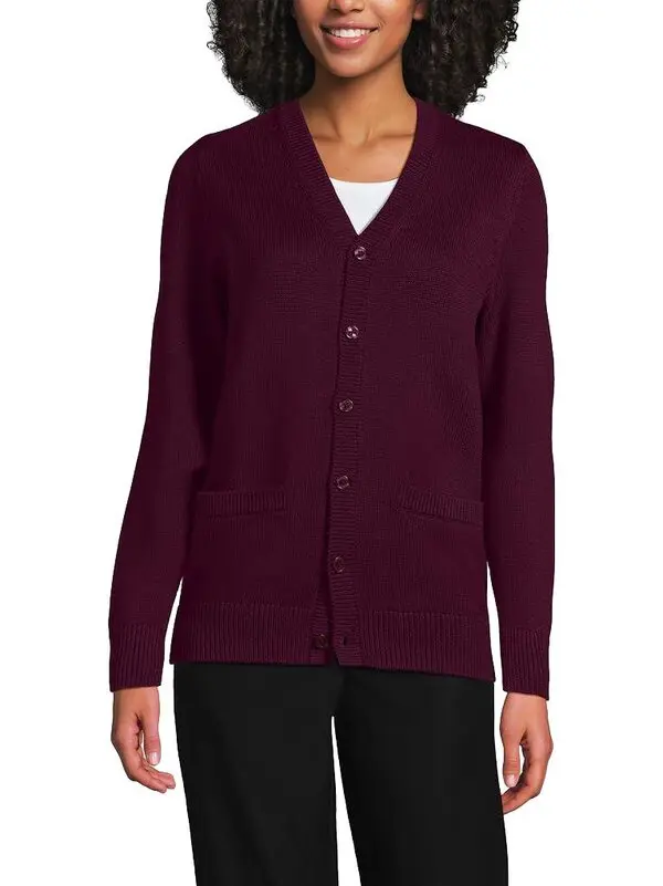LANDS' END Adult Legacy Varsity Cardigan - Burgundy