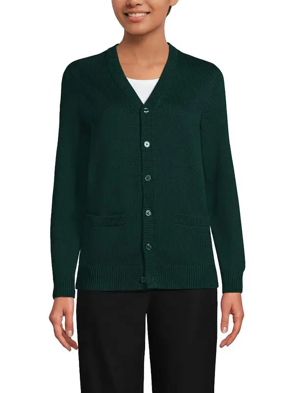 LANDS' END Adult Legacy Varsity Cardigan - Evergreen