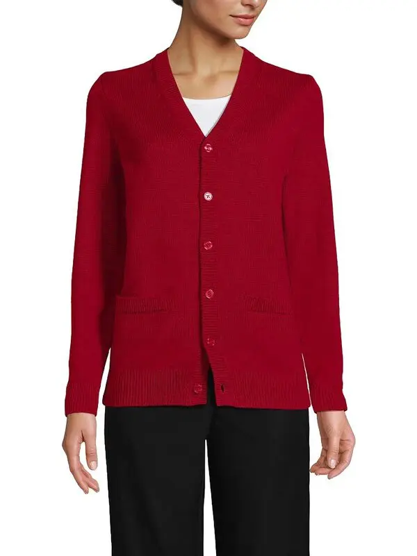 LANDS' END Adult Legacy Varsity Cardigan - Red