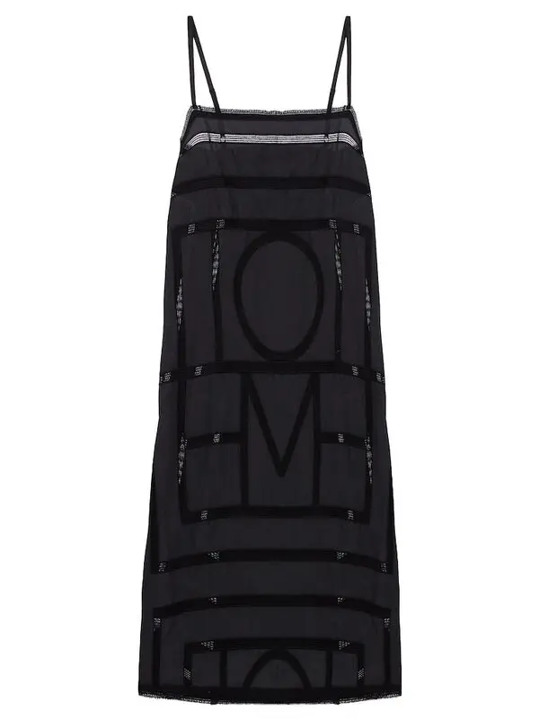TOTEME Embroidered Silk Midi Dress - Black