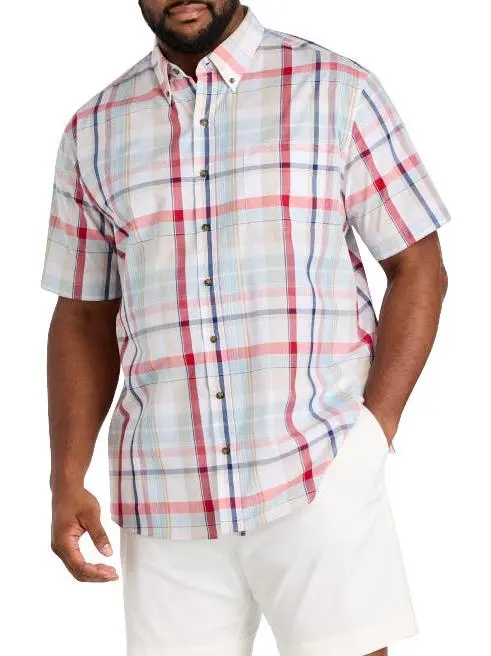 HARBOR BAY BY DXL Big & Tall Easy-care Large Plaid Sport Shirt V7 - Multi