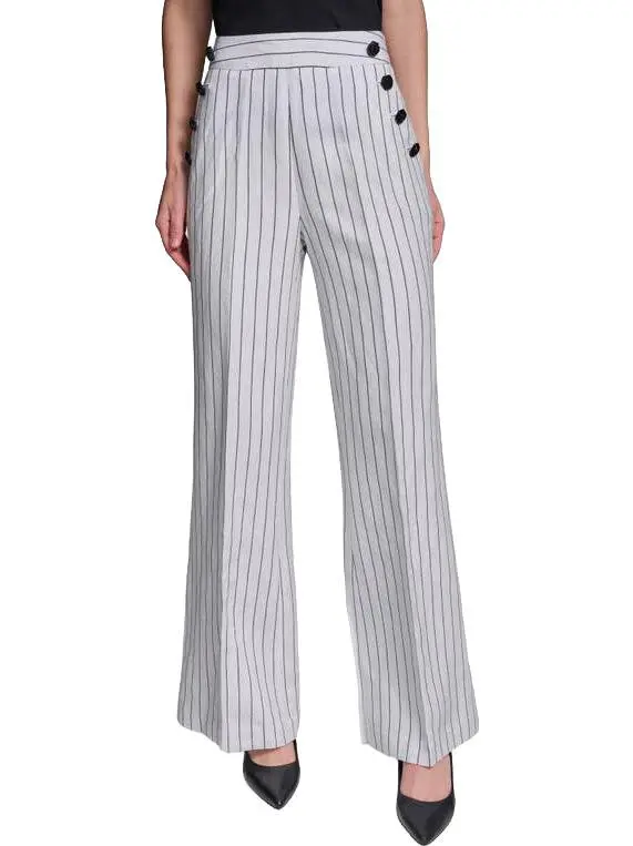 Karl Lagerfeld Paris Sailor Stripe Wide-leg Pants - Soft White/black