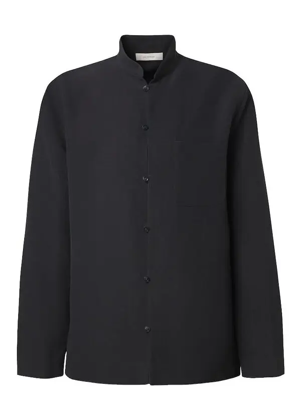 UMIT BENAN Francis Linen And Silk Shirt - Black