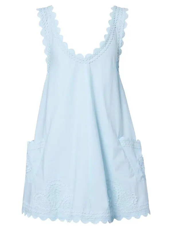 JULIET DUNN Embroidered Cotton Minidress - Blue