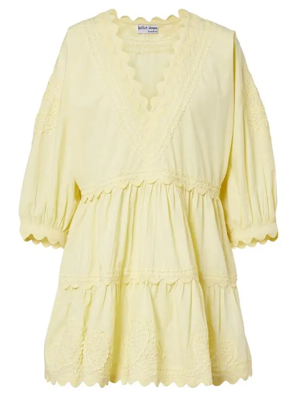 JULIET DUNN Embroidered Cotton Minidress - Yellow