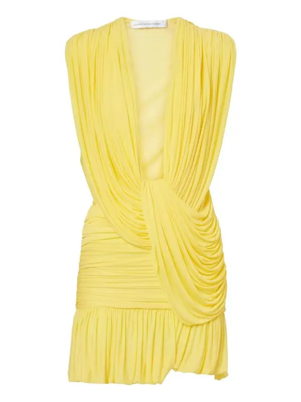 Christopher Esber Draped Jersey Minidress - Yellow