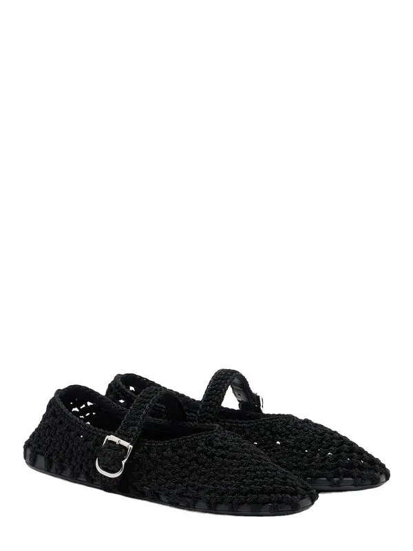 Alaïa Braided Satin Cord Ballet Flats - Black