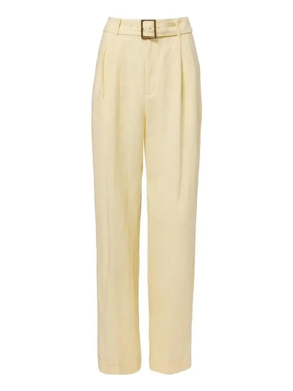 Polo Ralph Lauren Belted Linen Straight Pants - Yellow