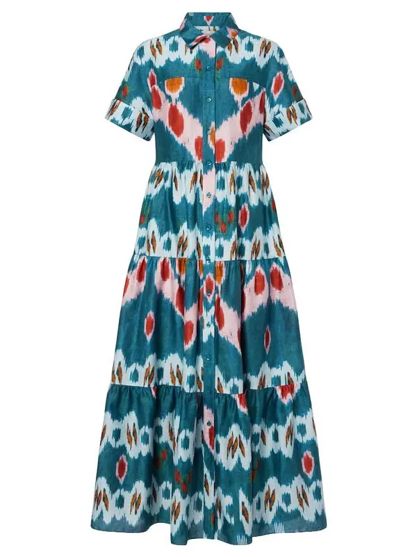 Erdem Tiered Cotton Shirt Dress - Multicoloured