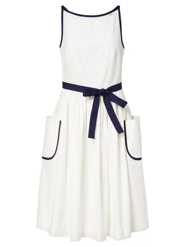 Prada Cotton And Linen Midi Dress - White