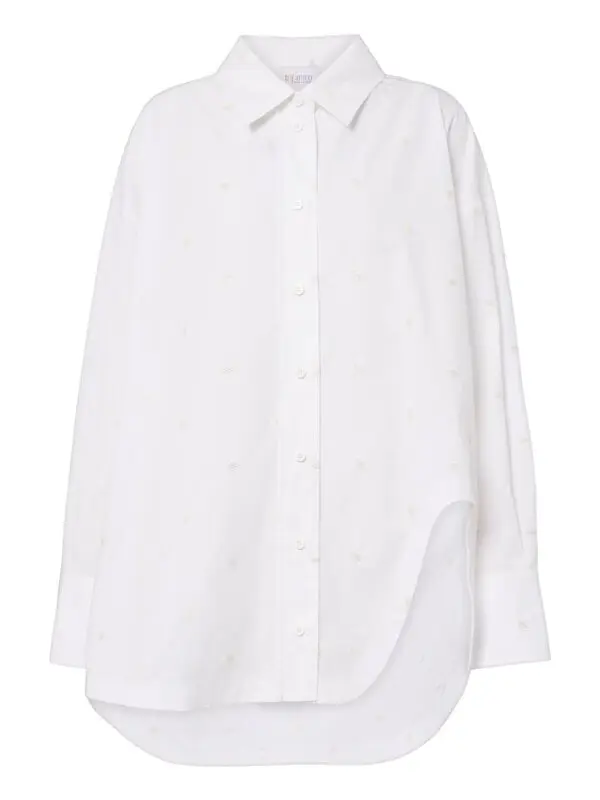 Attico Embroidered Cotton-blend Poplin Shirt - White