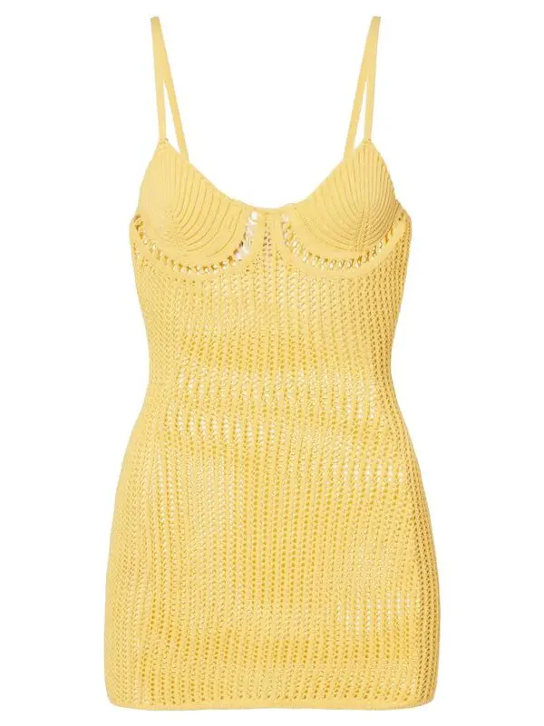 Attico Crochet Cotton-blend Minidress - Yellow
